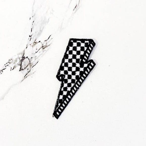 Checkered Lightning Bolt Patch – Mac's Boutique